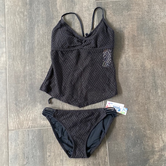 Malibu | Swim | Nwt Malibu Junior Black Mesh Tankini Suit | Poshmark